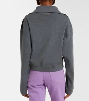 Versace Suede-trimmed Wool-blend Zip-up Sweater
