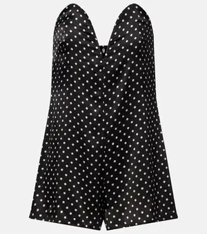 JEAN PAUL GAULTIER Polka-dot Silk Romper - Black