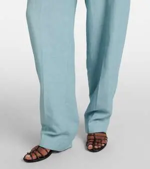 JOSEPH Aix Chambray Wide-leg Pants