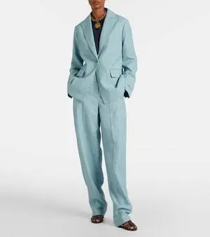 JOSEPH Aix Chambray Wide-leg Pants
