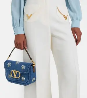 Valentino Garavani Alltime Medium Denim Top-handle Bag