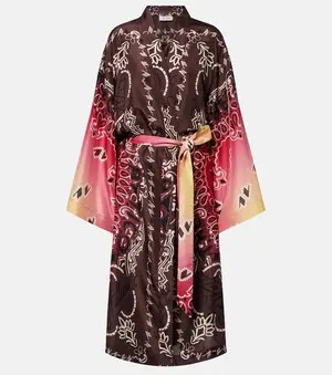 Attico Printed Silk Beach Cover-up - Multicoloured