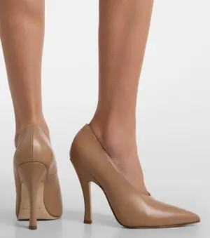 Magda Butrym Leather Pointed Toe Pumps - Beige