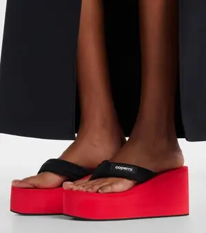 Coperni Logo Platform Thong Sandals - Red