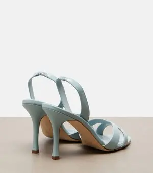 Manolo Blahnik Callasli Leather Slingback Sandals - Blue