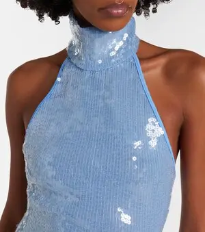 Oseree Sequined Halterneck Maxi Dress