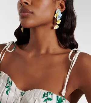 JENNIFER BEHR Anarosa Embellished Floral Drop Earrings - Multicoloured