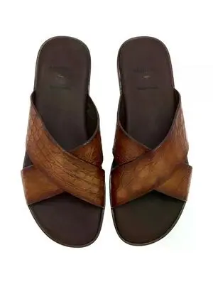 Magnanni Criss-cross Leather Sandals - Brown