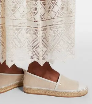 GIANVITO ROSSI Leather-trimmed Canvas Espadrilles - Neutrals