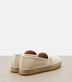 GIANVITO ROSSI Leather-trimmed Canvas Espadrilles - Neutrals