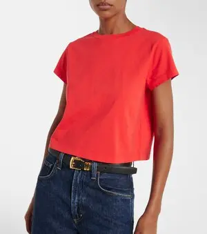 AGOLDE Adine Cropped Cotton Jersey T-shirt - Red