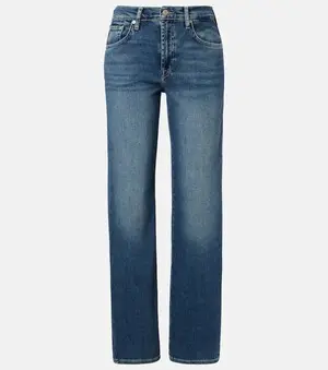 7 For All Mankind Stovepipe Straight Jeans - Blue