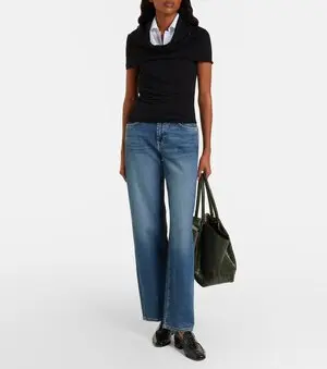 7 For All Mankind Stovepipe Straight Jeans In Inkstorm - Blue