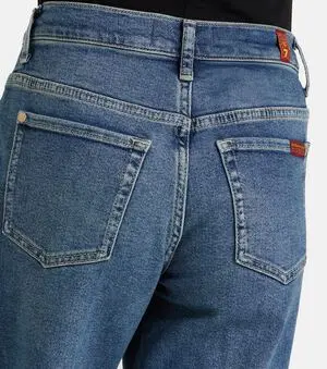 7 For All Mankind Stovepipe Straight Jeans In Inkstorm - Blue