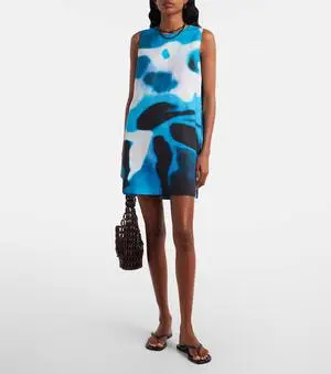 Staud Brea Printed Linen Minidress - Blue