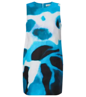 Staud Brea Printed Linen Minidress - Blue