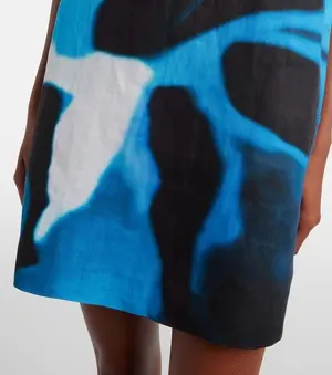 Staud Brea Printed Linen Minidress - Blue