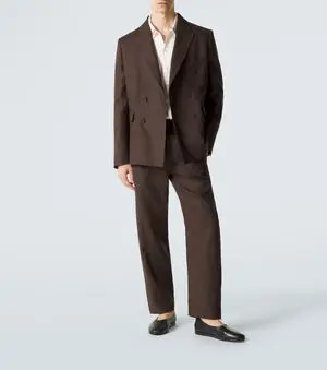 BODE Double-breasted Linen Blazer - Brown