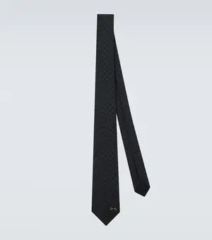 Gucci Horsebit Gg Silk Twill Jacquard Neck Tie - Blue