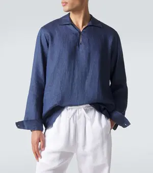 Orlebar Brown Vincent Linen Shirt - Blue
