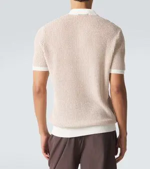 Orlebar Brown Horton Crochet Cotton Polo Sweater - Beige