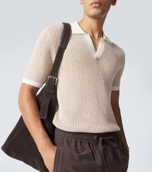 Orlebar Brown Horton Crochet Cotton Polo Sweater - Beige