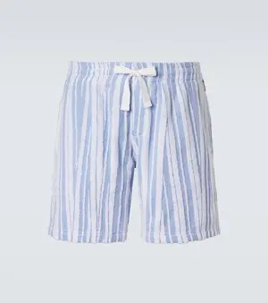 Orlebar Brown Trevon Striped Cotton Toweling Shorts - Blue