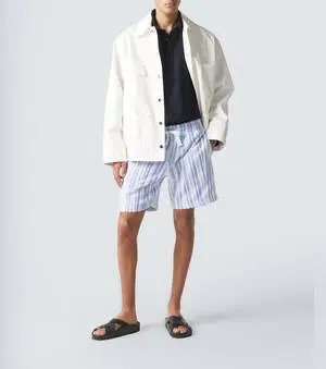 Orlebar Brown Trevon Striped Cotton Toweling Shorts - Blue