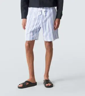Orlebar Brown Trevon Striped Cotton Toweling Shorts - Blue