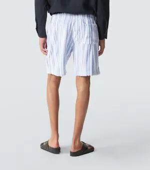 Orlebar Brown Trevon Striped Cotton Toweling Shorts - Blue