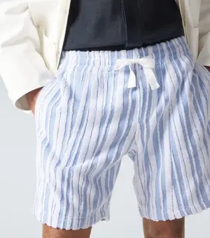 Orlebar Brown Trevon Striped Cotton Toweling Shorts - Blue