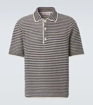 Orlebar Brown Lowry Striped Crochet Cotton Polo Sweater