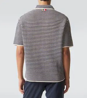 Orlebar Brown Lowry Striped Crochet Cotton Polo Sweater