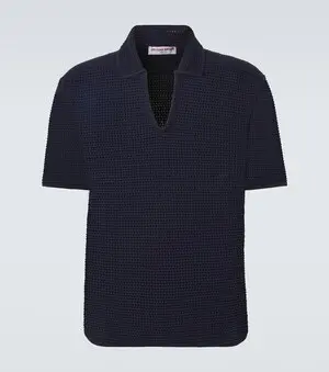 Orlebar Brown Batten Crochet Cotton Polo Shirt - Blue