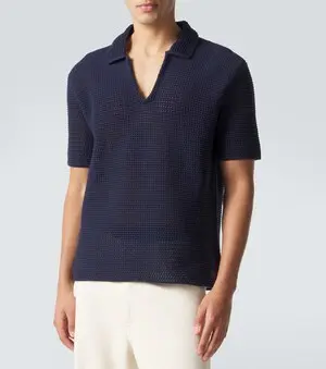 Orlebar Brown Batten Crochet Cotton Polo Shirt - Blue