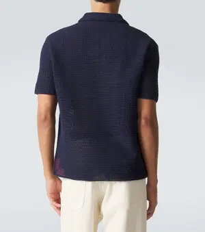 Orlebar Brown Batten Crochet Cotton Polo Shirt - Blue