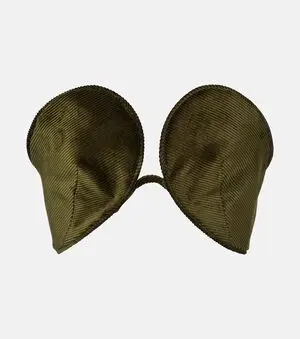 JEAN PAUL GAULTIER Cotton Corduroy Crop Top - Green