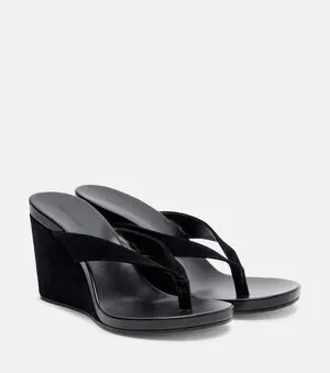 Phoebe Philo Suede Wedge Thong Sandals