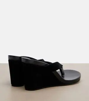 Phoebe Philo Suede Wedge Thong Sandals