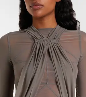 Rick Owens Miami Cutout Sheer Tulle Bodysuit - Grey