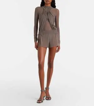 Rick Owens Miami Cutout Sheer Tulle Bodysuit - Grey