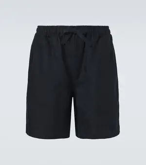 SAMAN AMEL Navy Linen Shorts - Blue
