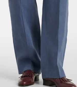 BLAZÉ MILANO Fox Linen Straight Pants - Blue