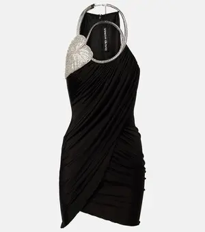 David Koma Draped Embellished Mini Dress - Black