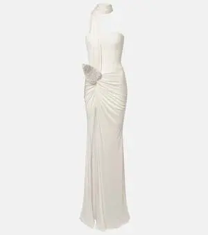 David Koma Embellished Bustier Gown - White