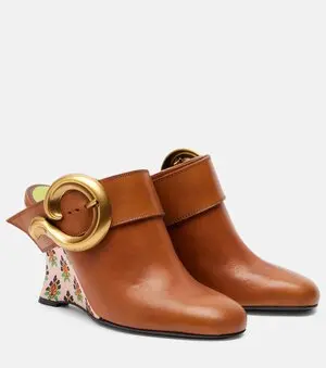 Etro Sabot Leather Wedges - Brown