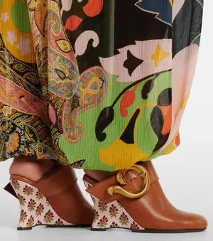 Etro Sabot Leather Wedges - Brown