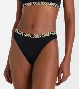Burberry Check Bikini Bottom - Black