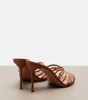 AQUAZZURA Wild Dream Leather Mules - Beige