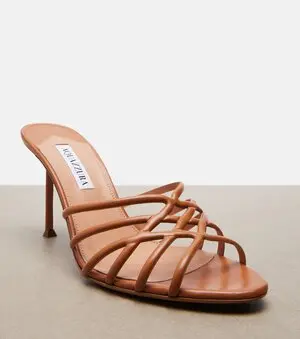 AQUAZZURA Wild Dream Leather Mules - Beige